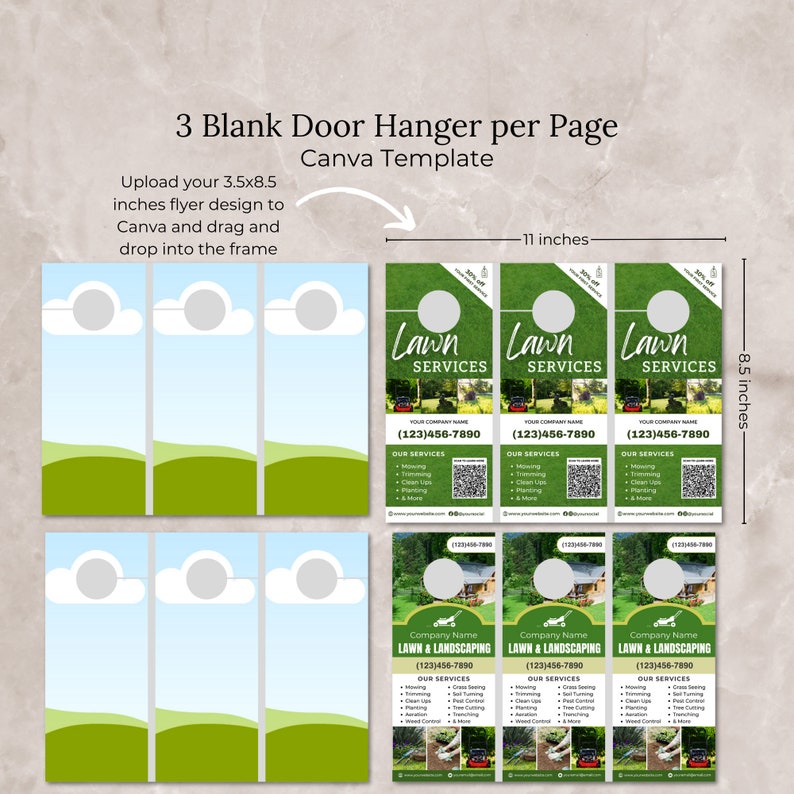 Blank Door Hanger Template Canva, Editable Door Handle Hanger Mockup ...
