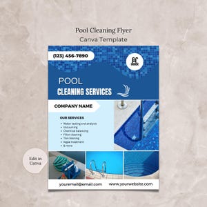 Pool Services Flyer Canva Template, Swimming Pool Cleaning Business ...