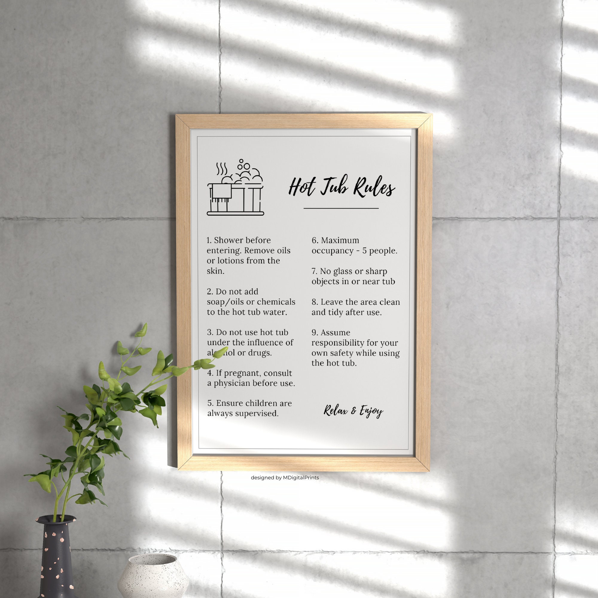 Hot Tub Rules Sign Printable for Airbnb, Airbnb Template for Hot Tub ...