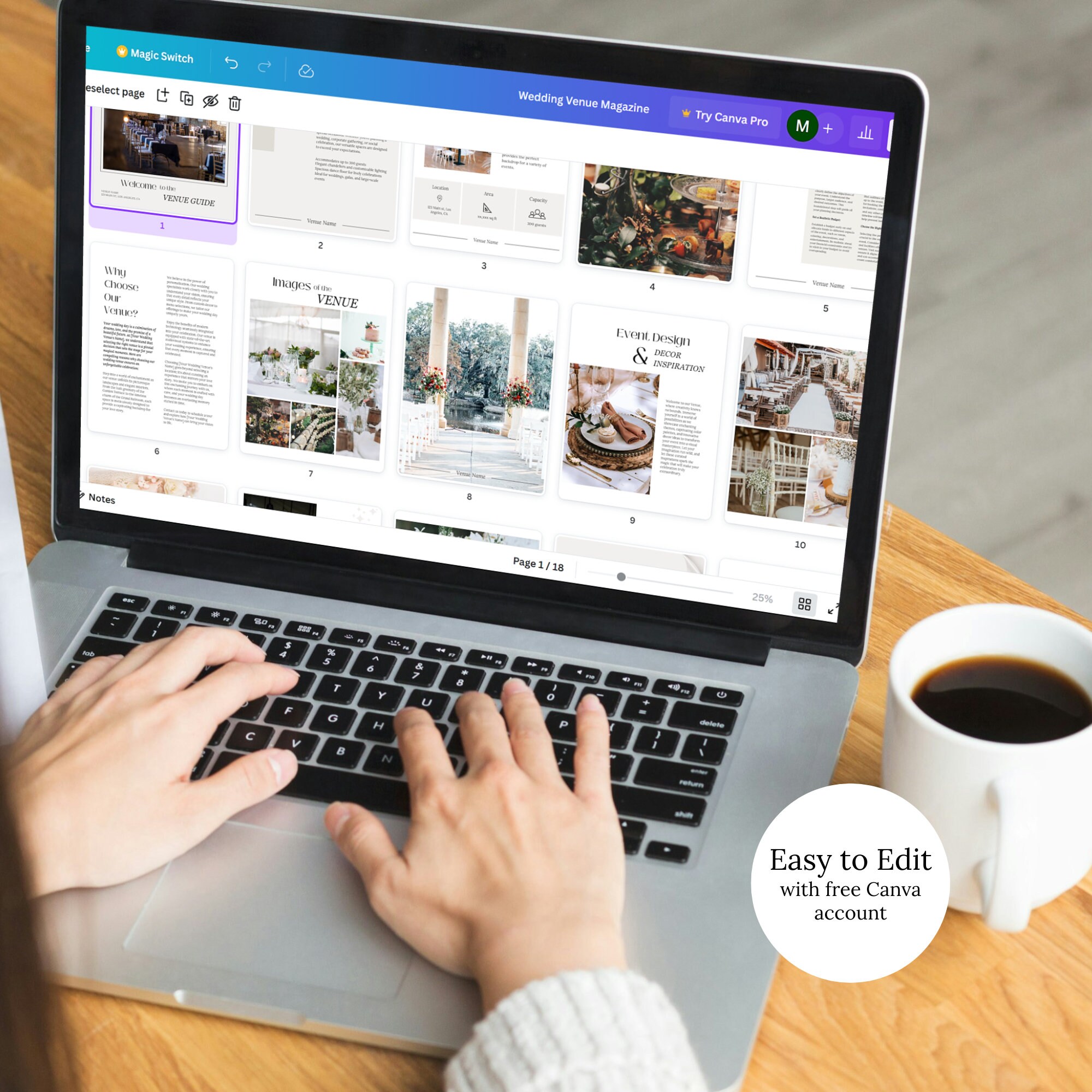 Wedding Venue Guide Magazine Canva Template, Editable Venue Rental ...