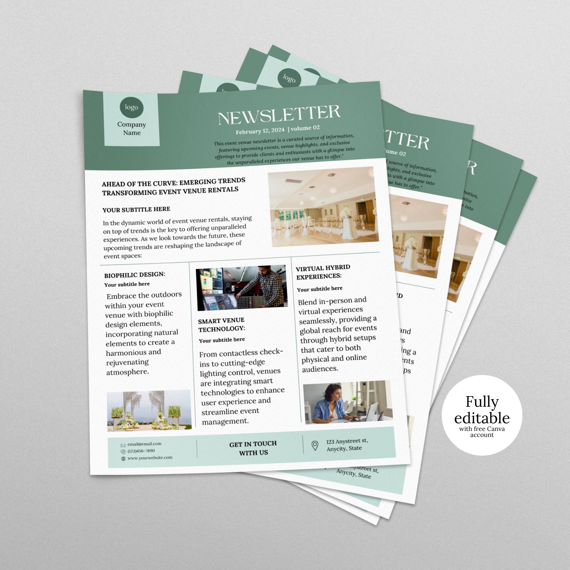 Event Venue Newsletter Template Canva, Editable Venue Rental Business ...