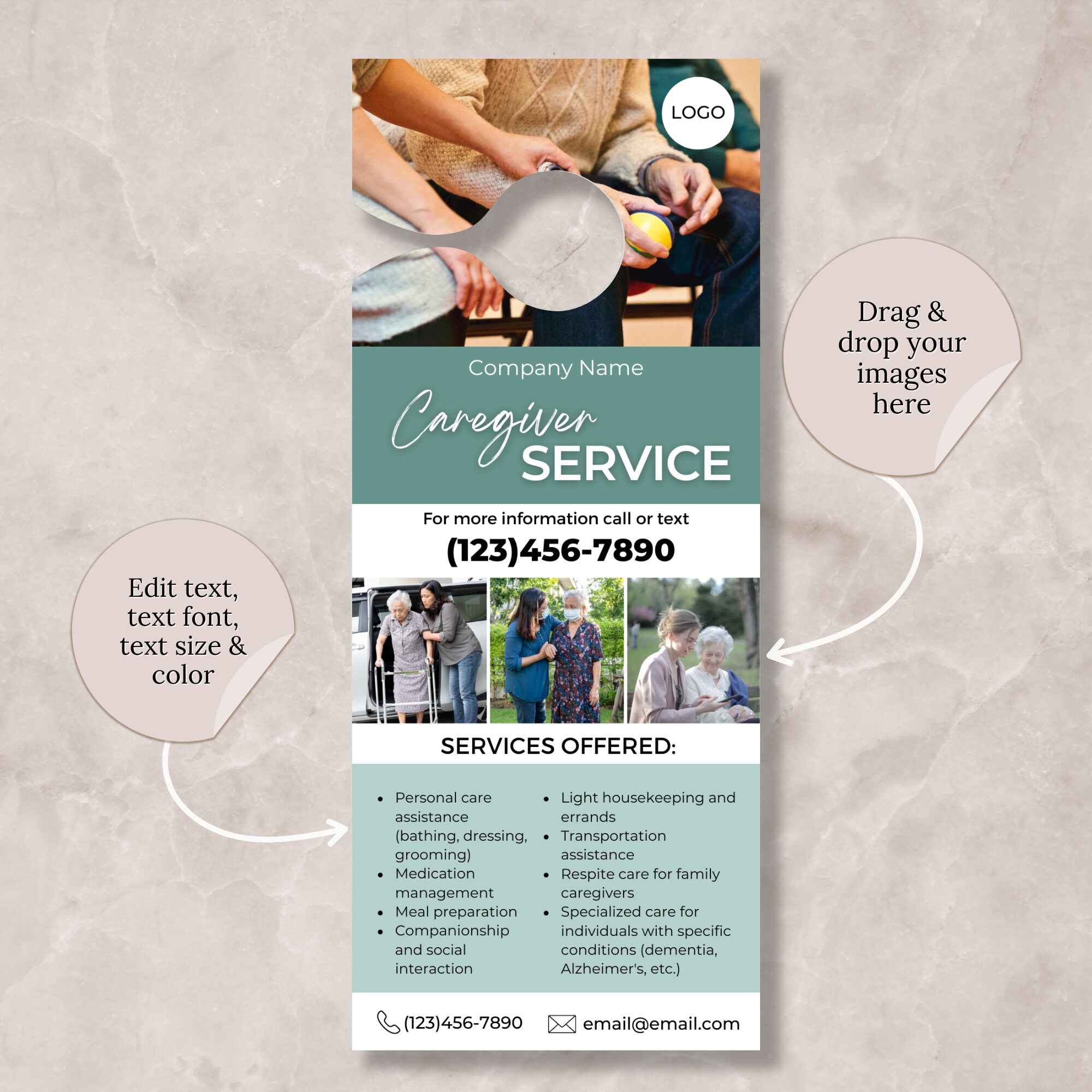 Caregiver Service Flyer Canva Template Bundle, Elderly Care Template ...
