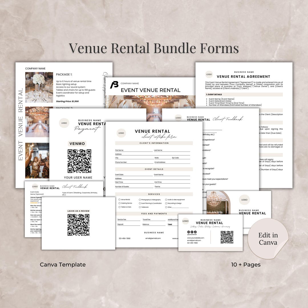 Venue Rental Forms Bundle Venue Contract Agreement Template Venue ...