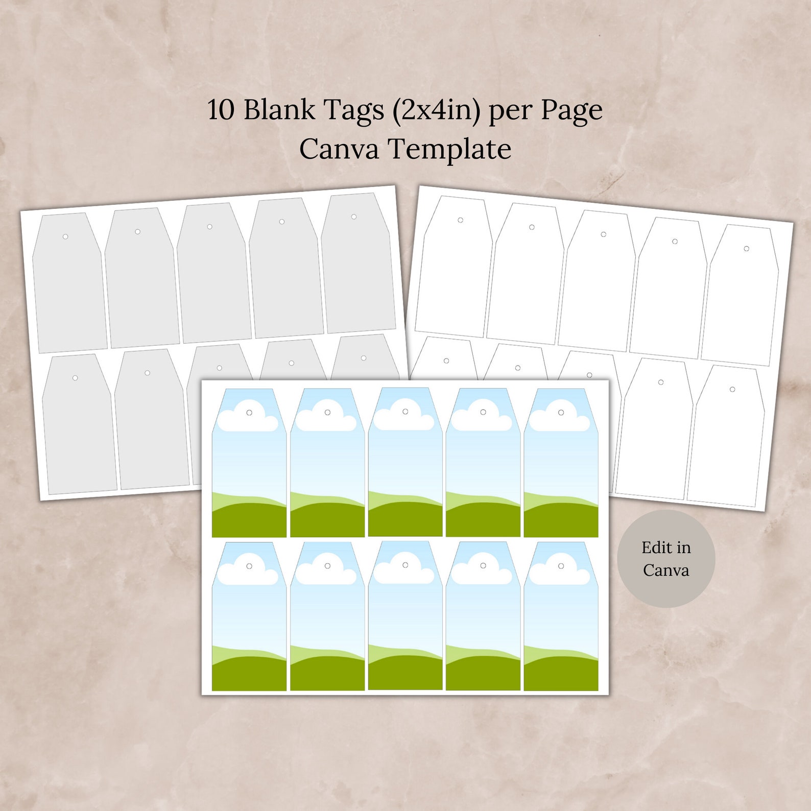 Blank 2x4 Gift Tags Canva Template, Editable Blank Hang Tag Mockup ...
