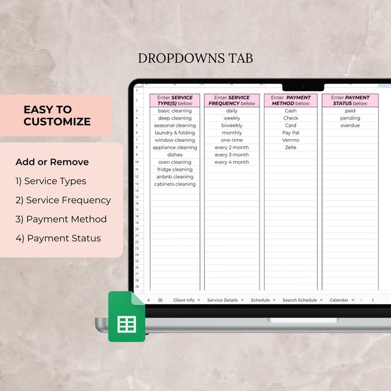 Cleaning Business Client Tracker Google Spreadsheet Template, Cleaning ...