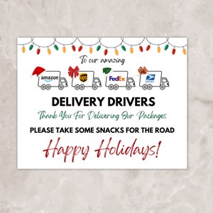 Delivery Driver Snack Sign Printable, Delivery Driver Thank You Sign ...