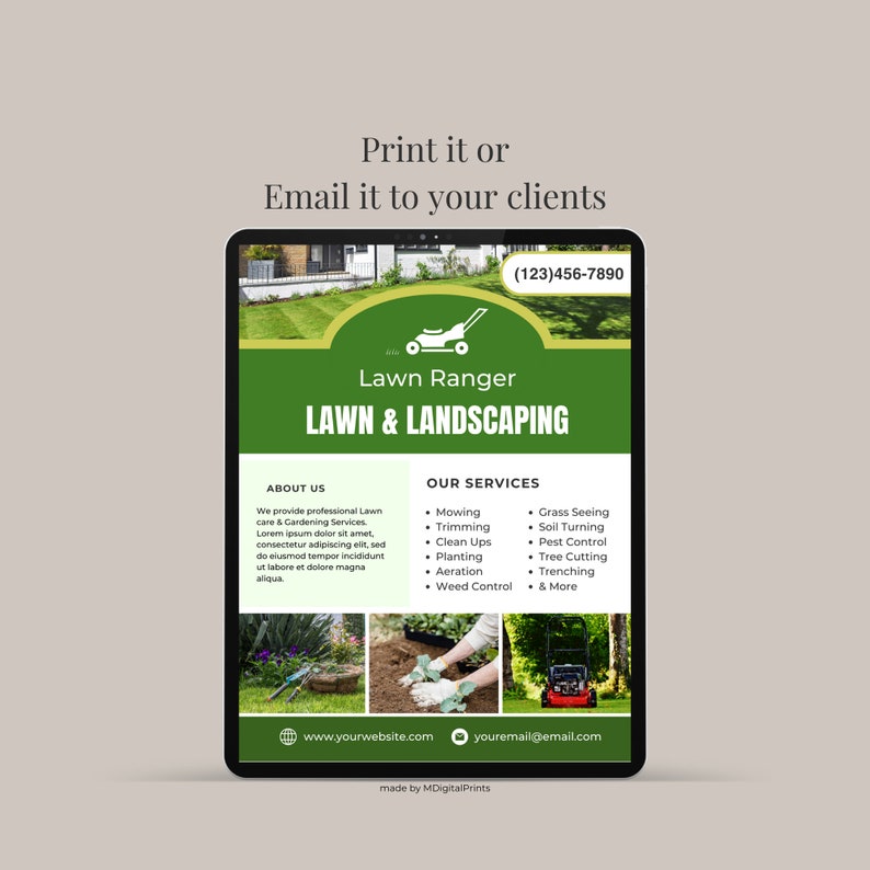 Landscaping Lawn Services Business Flyer Canva Template, Mowing ...