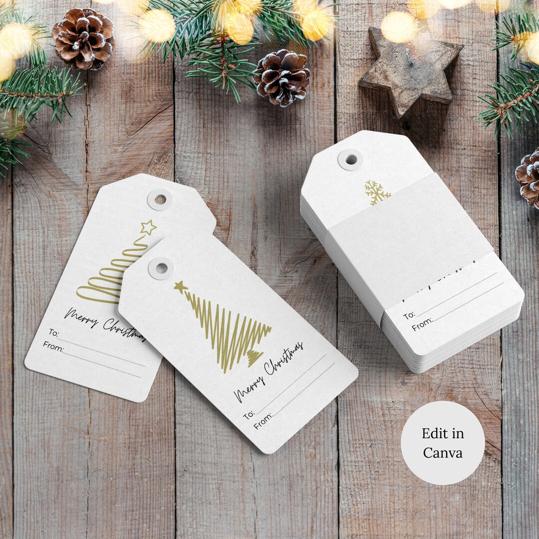 Editable Christmas Tags Canva Template Customized Holiday - Etsy