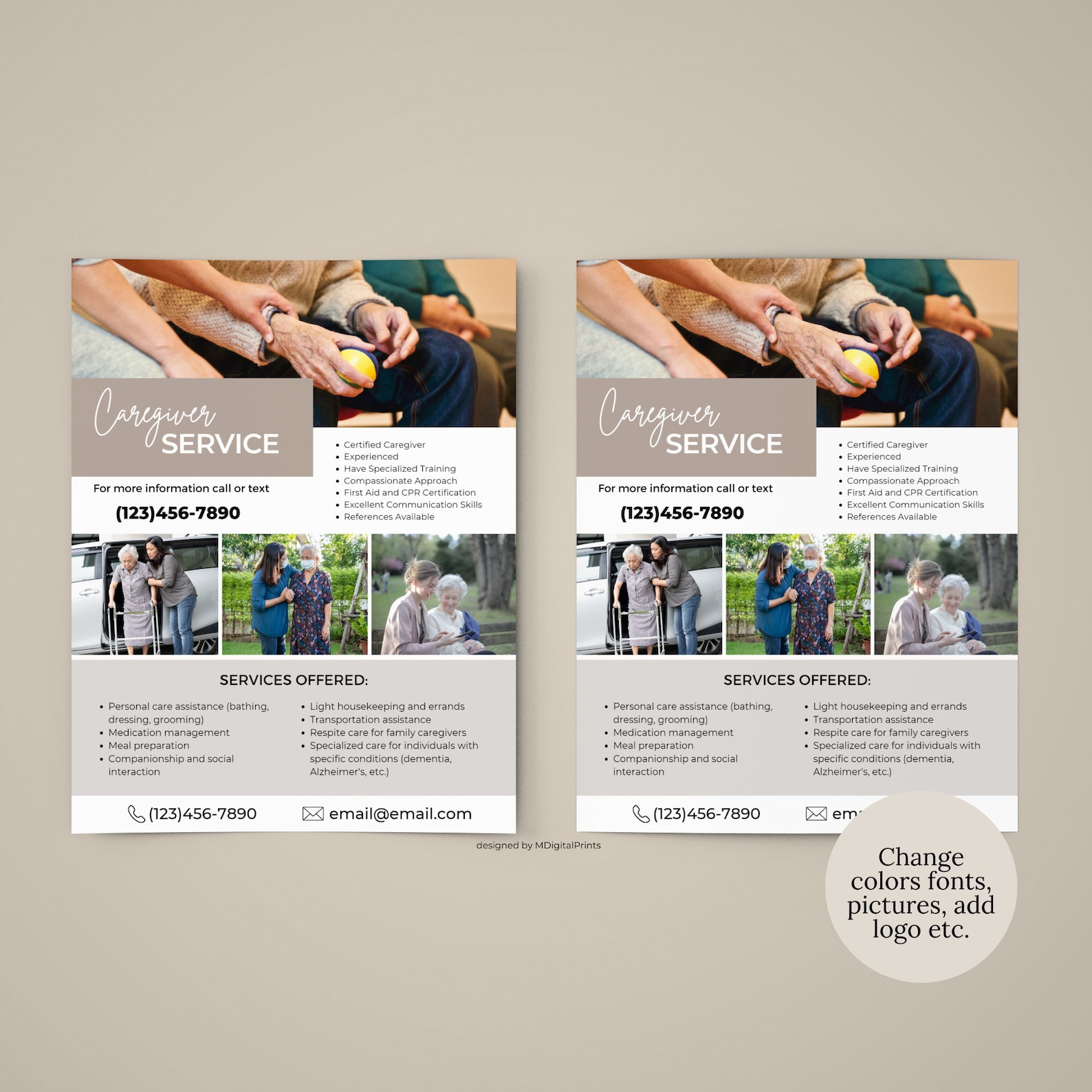 Caregiver Service Flyer Canva Template, Elderly Care Template, Home ...