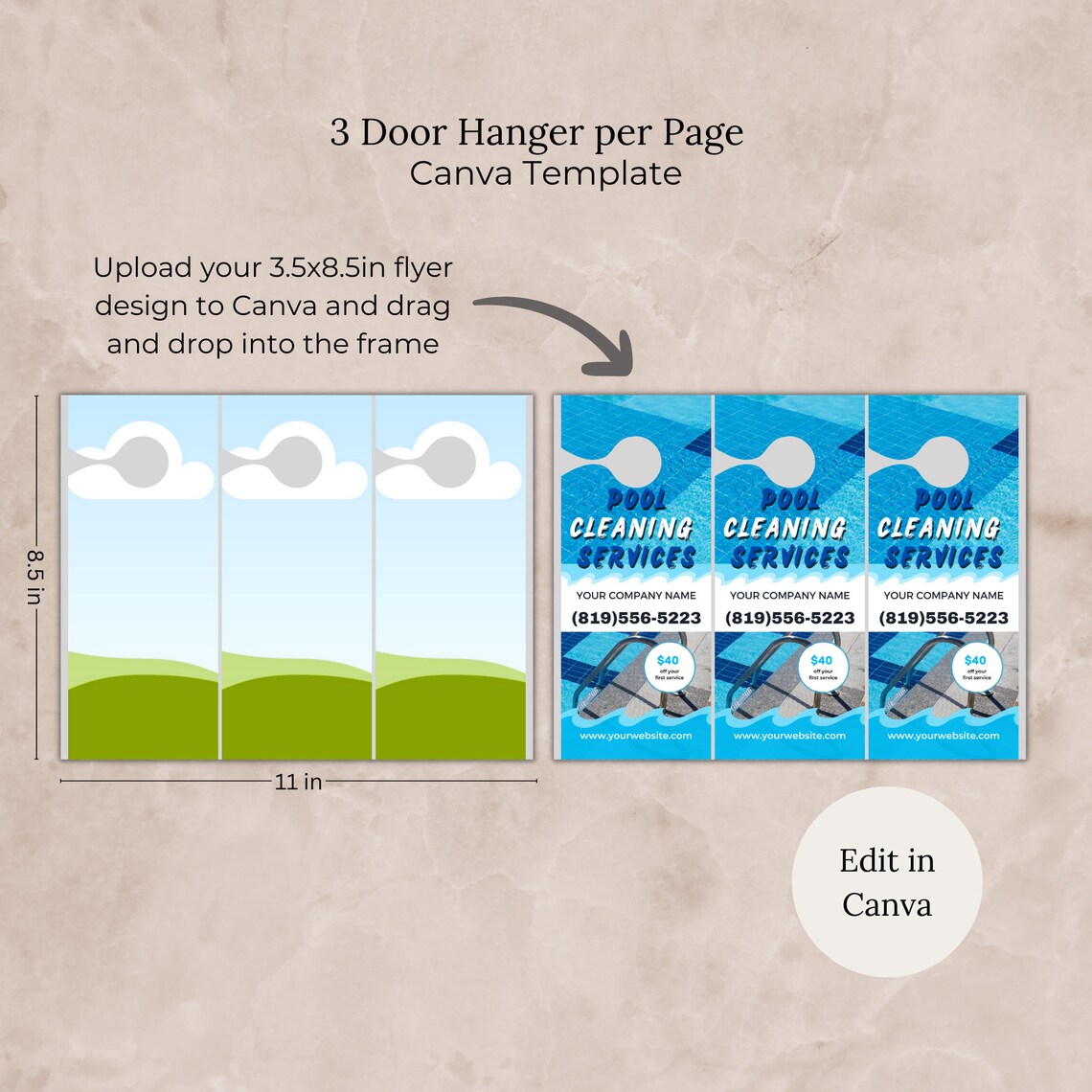 Blank Door Hanger Template Canva, Editable Door Handle Hanger Mockup ...