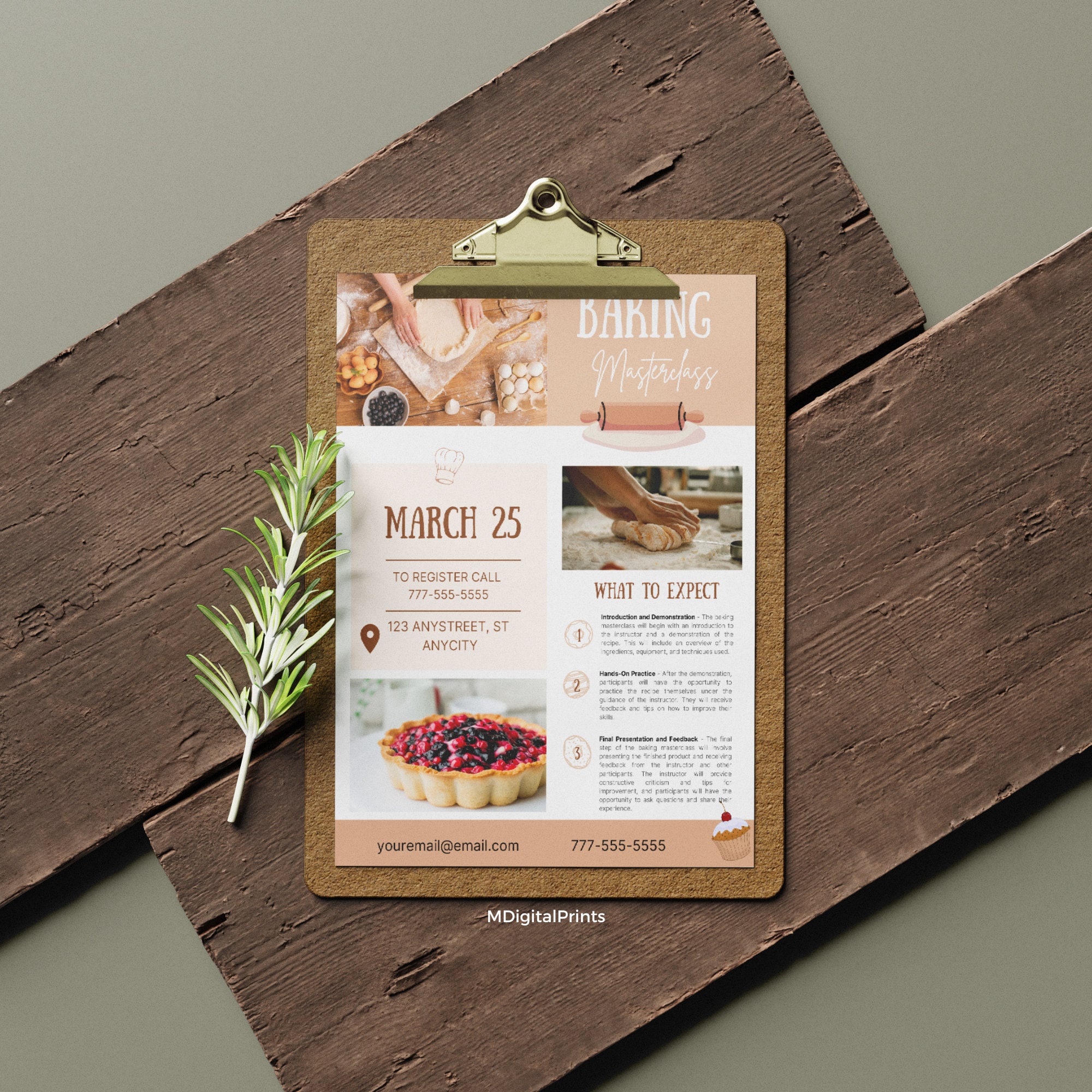 Baking Masterclass Flyer Canva Template, Baking Class Flyers Template ...