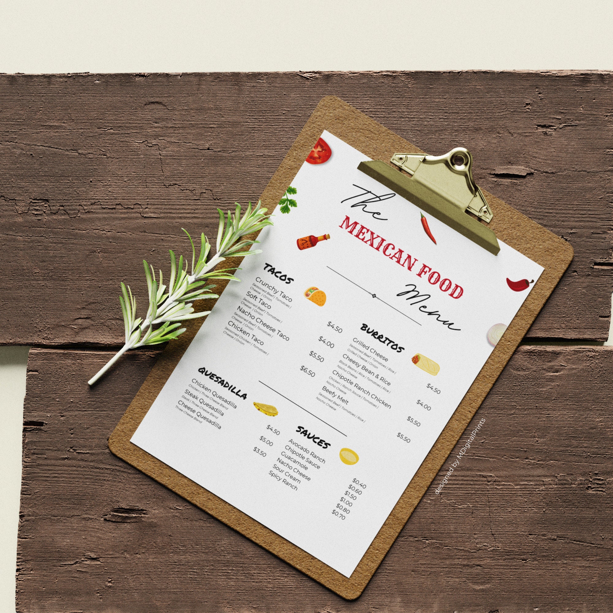 Mexican Food Menu Canva Template, Editable Menu for Mexican Restaurant ...