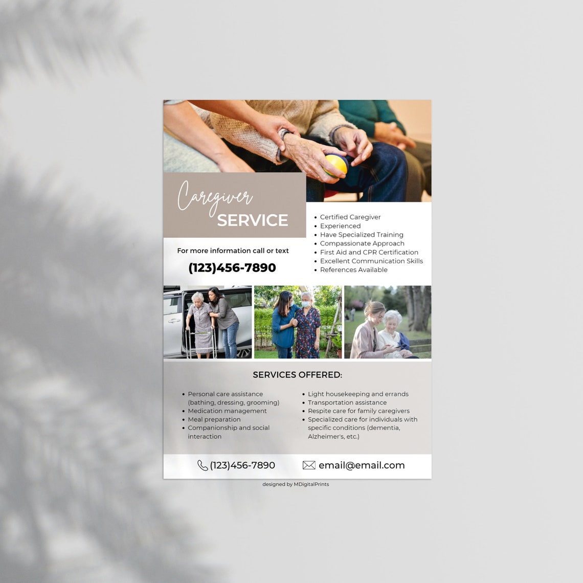 Caregiver Service Flyer Canva Template, Elderly Care Template, Home ...