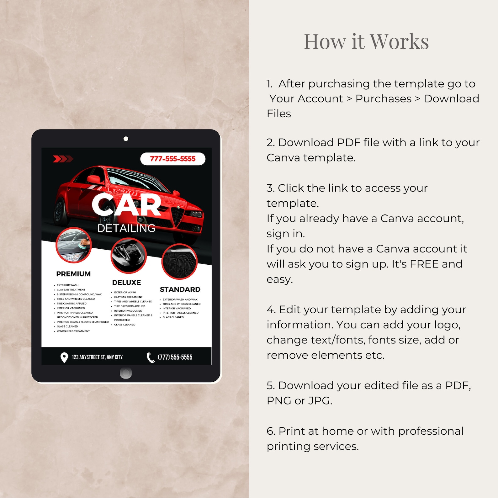 Car Detailing Flyer, Auto Detailing Business Flyer Canva Template, Auto ...