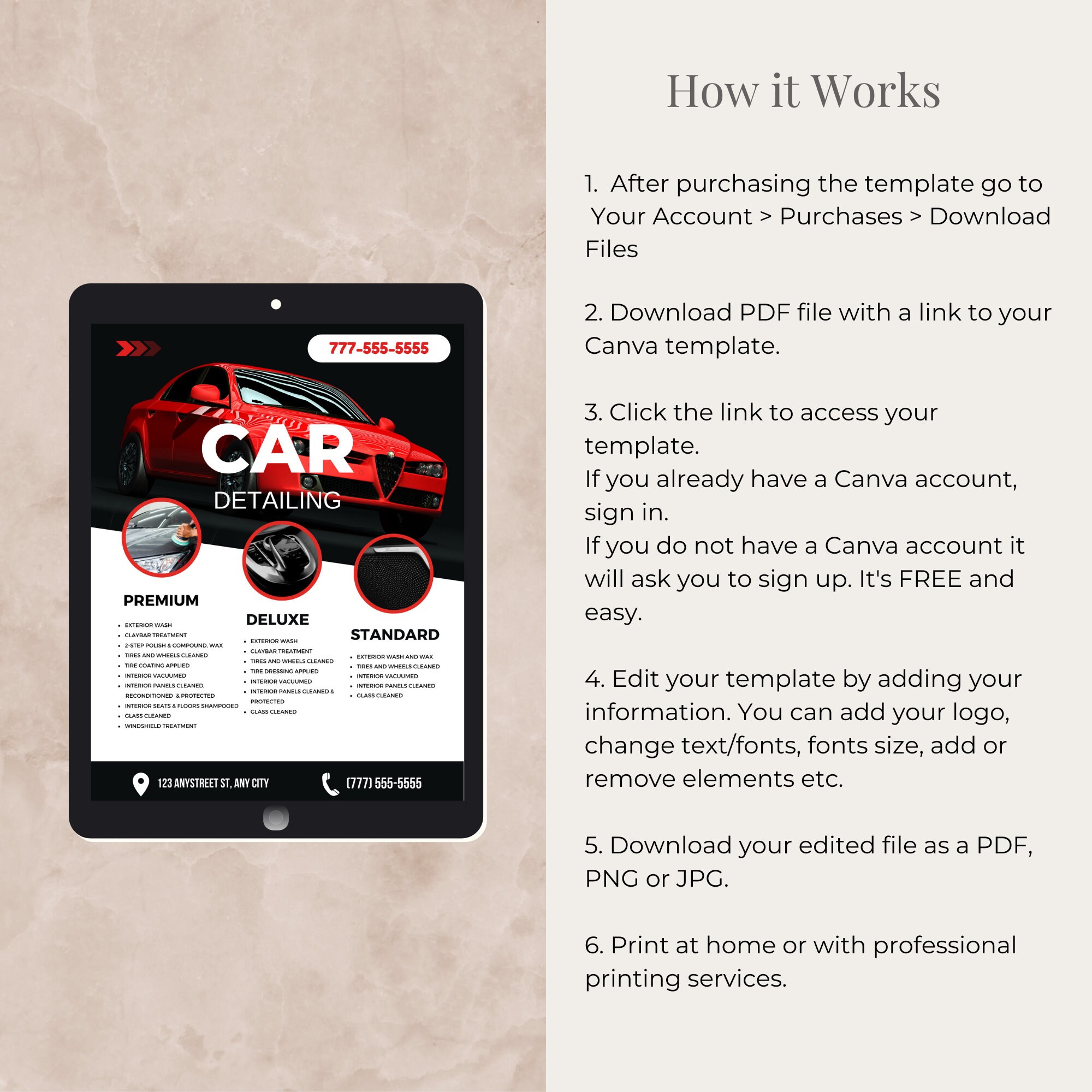 Car Detailing Flyer, Auto Detailing Business Flyer Canva Template, Auto ...
