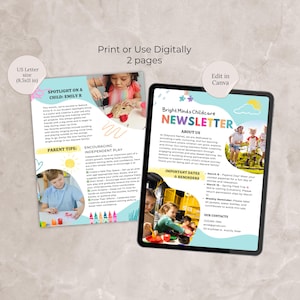 Daycare Newsletter Canva Template, Editable Childcare Newsletter Bundle, Preschool Newsletter ...
