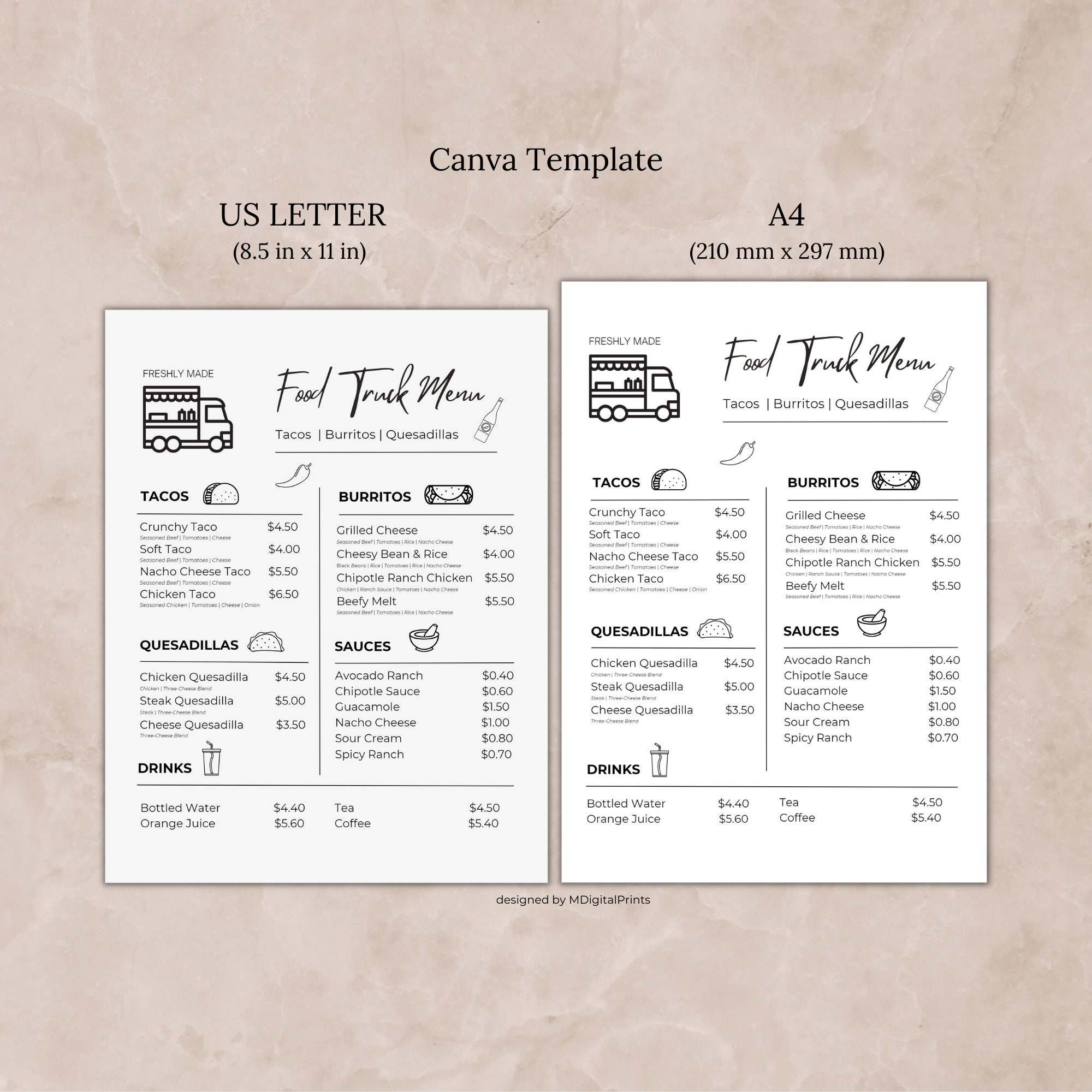 Food Truck Menu Canva Template Editable Mexican Food Truck - Etsy