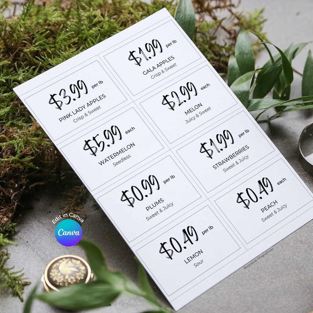 Product Price Tags Canva Template, Editable Price Label for Grocery ...
