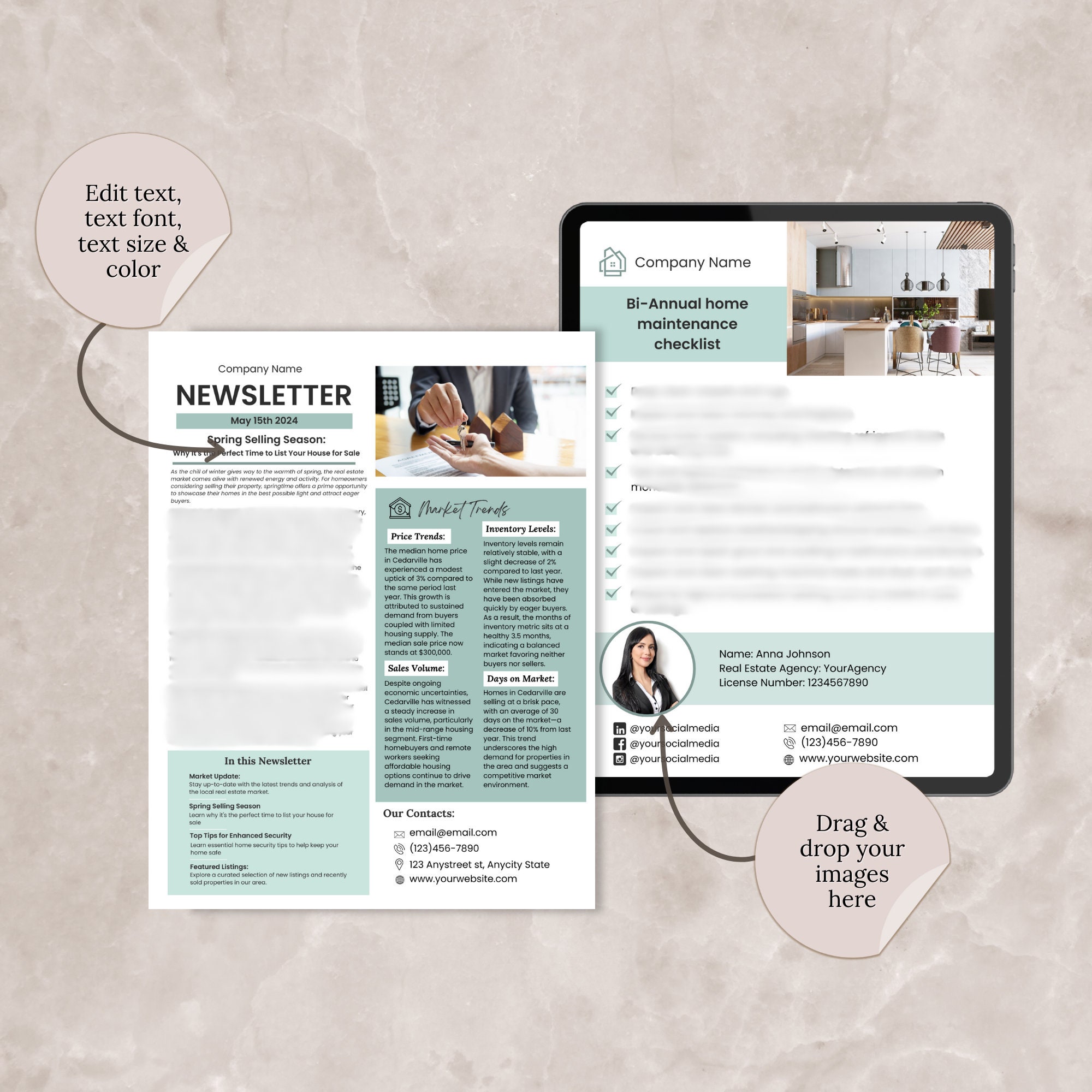 Real Estate Newsletter Canva Template 12 Month Editable Realtor ...