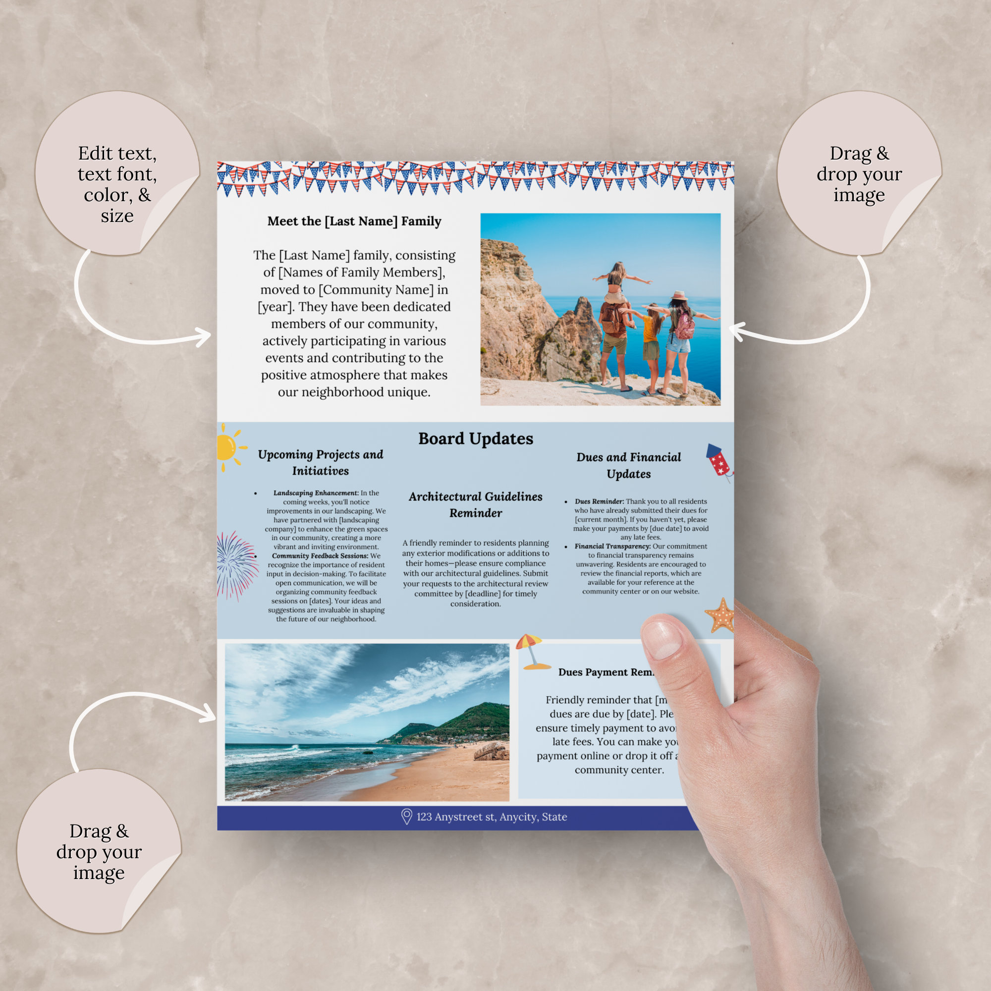 July HOA Newsletter Canva Template Editable 4th of July Newsletter ...