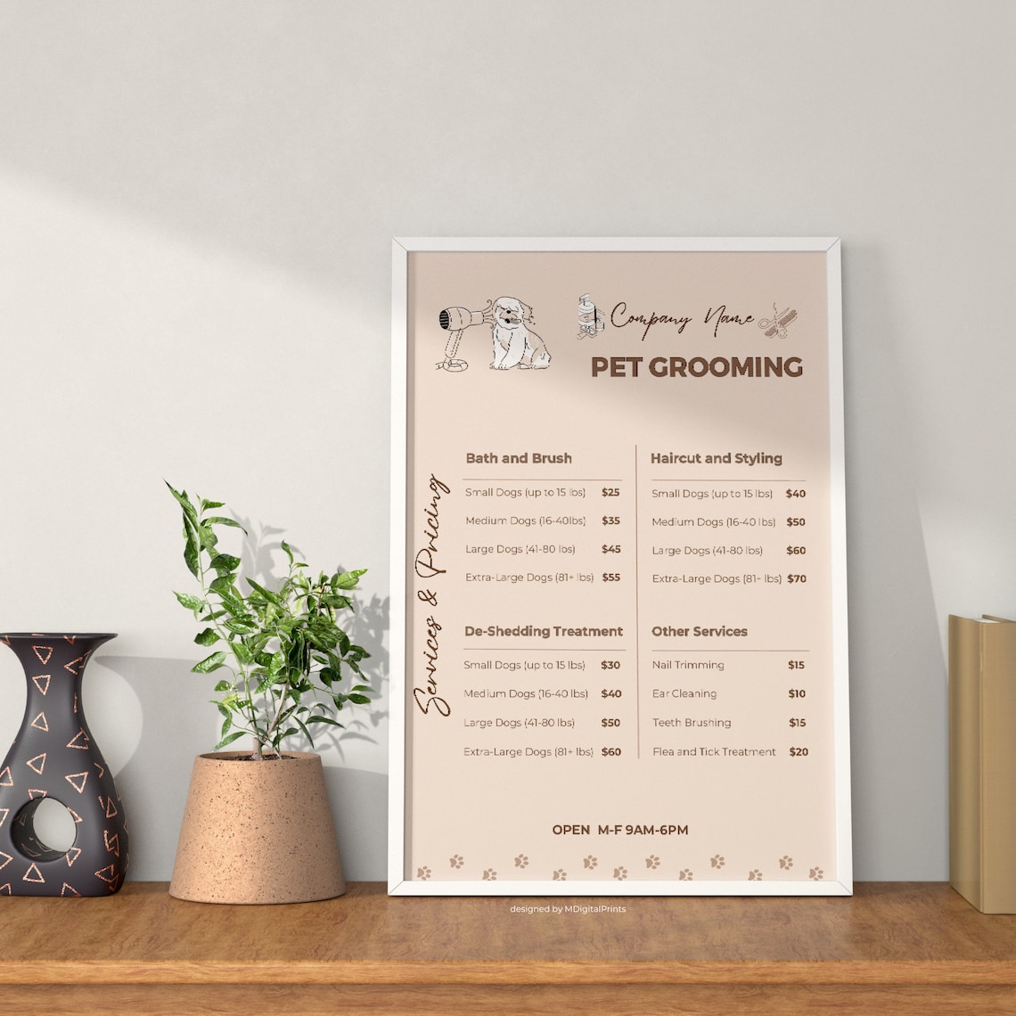 Pet Salon Grooming Price List Canva Template Pet Groomer - Etsy