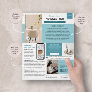 Newsletter Email Template Canva Blue Professional Editable Business ...