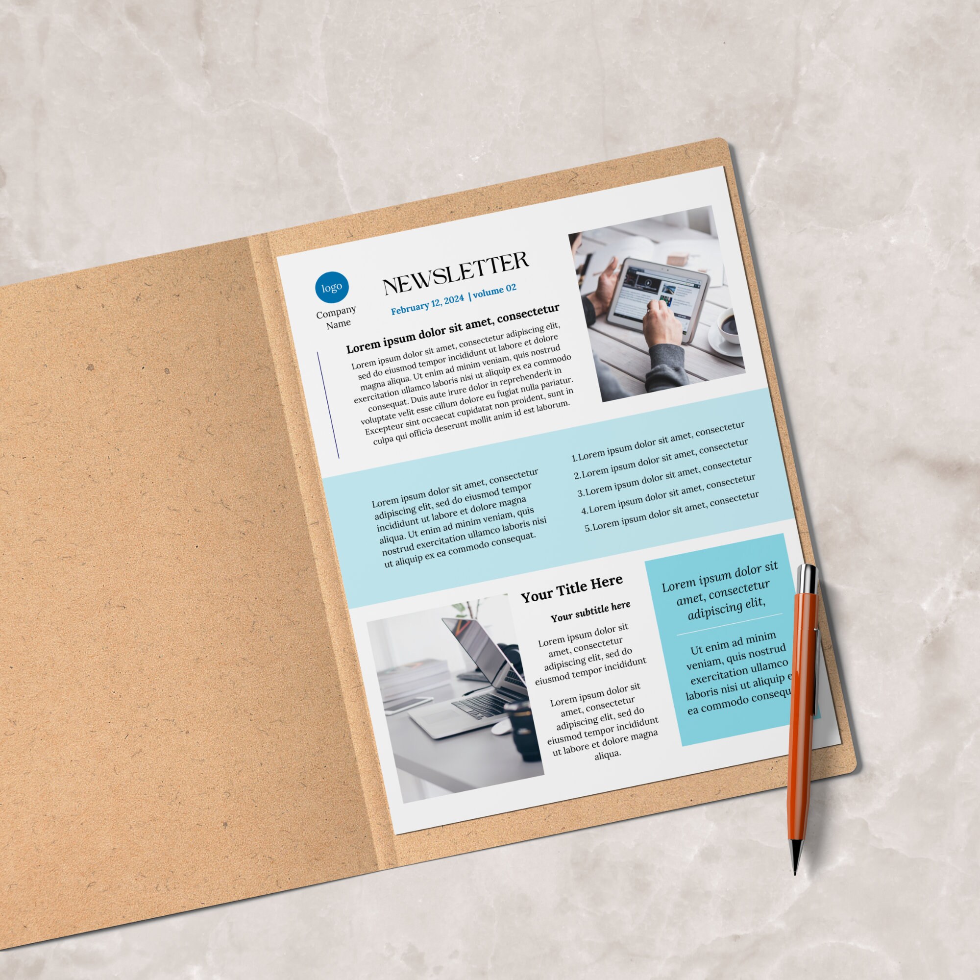 Newsletter Email Template Canva, Blue Editable Business Monthly ...