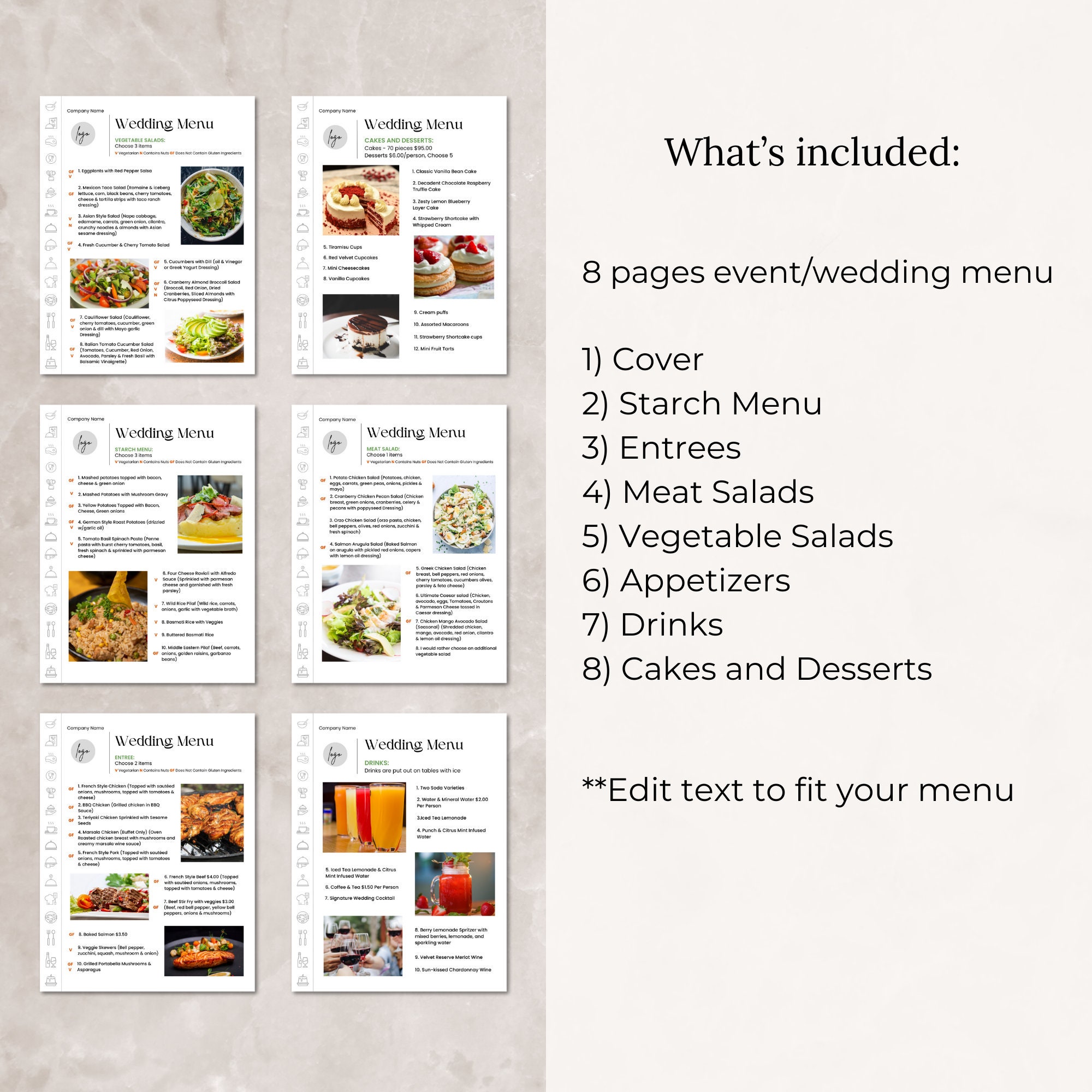 Catering Menu Price Guide Template Canva. Wedding Catering Price Book ...