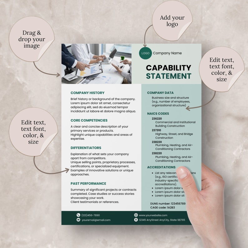 Capability Statement Canva Template Editable Capability Statement ...