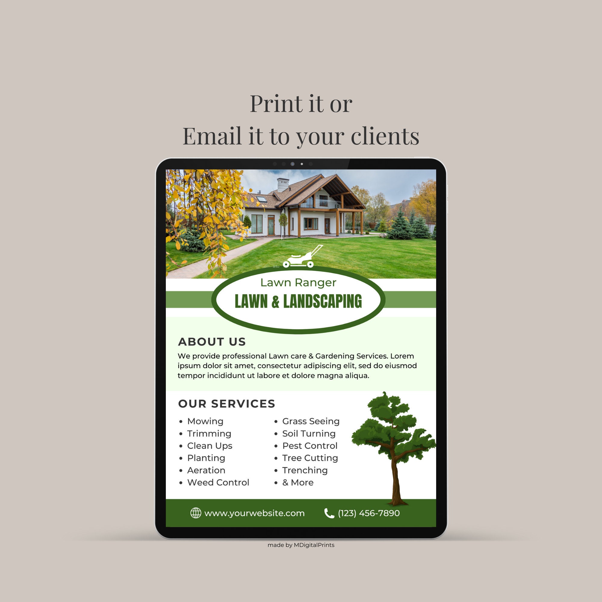 Lawn Services Business Flyer Canva Template, Mowing Service Flyer ...