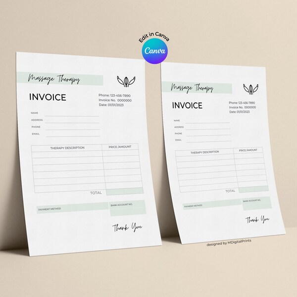 Therapy Invoice Template - Etsy