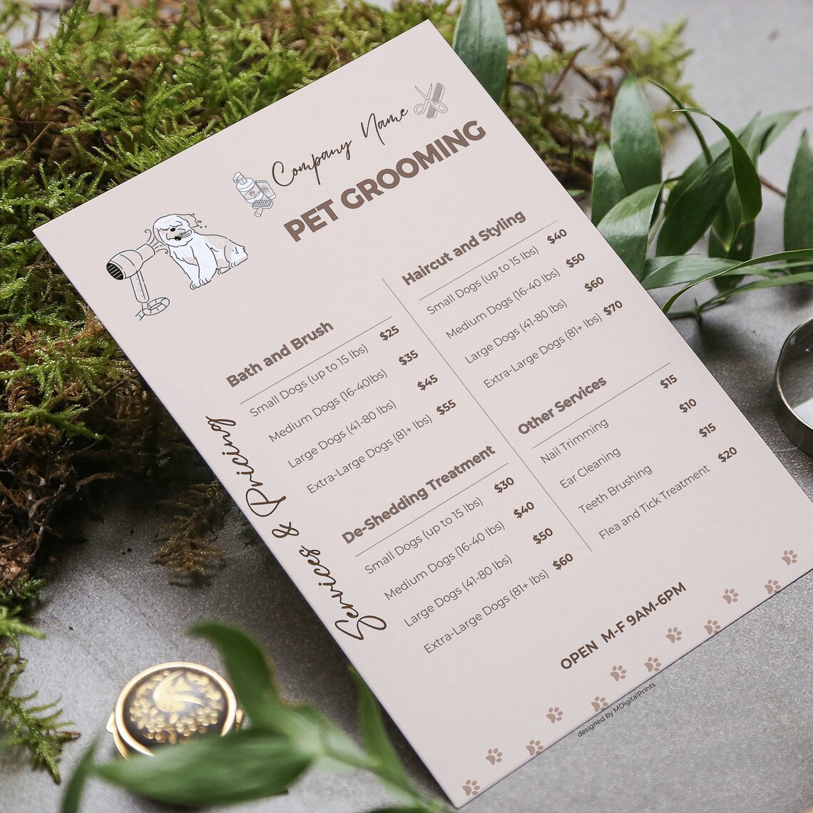 Pet Salon Grooming Price List Canva Template Pet Groomer - Etsy