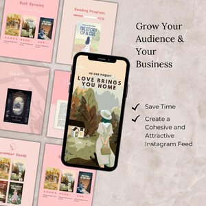 Bookstagram Template Canva Pink Book Instagram Posts Books Social Media ...