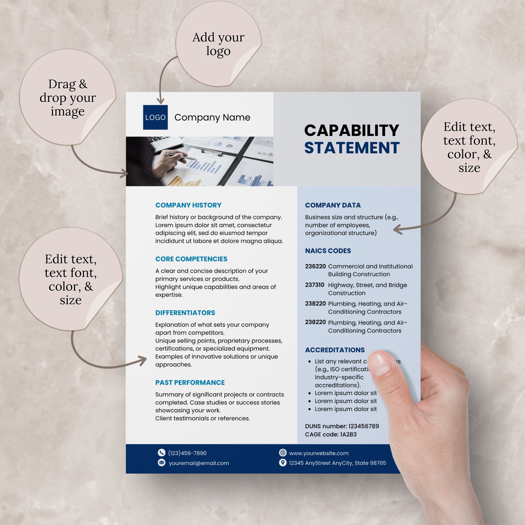 Capability Statement Canva Template Editable Capability Statement ...