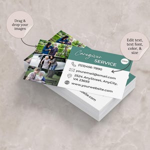 Caregiver Business Card Canva Template Bundle, Elderly Care Card ...