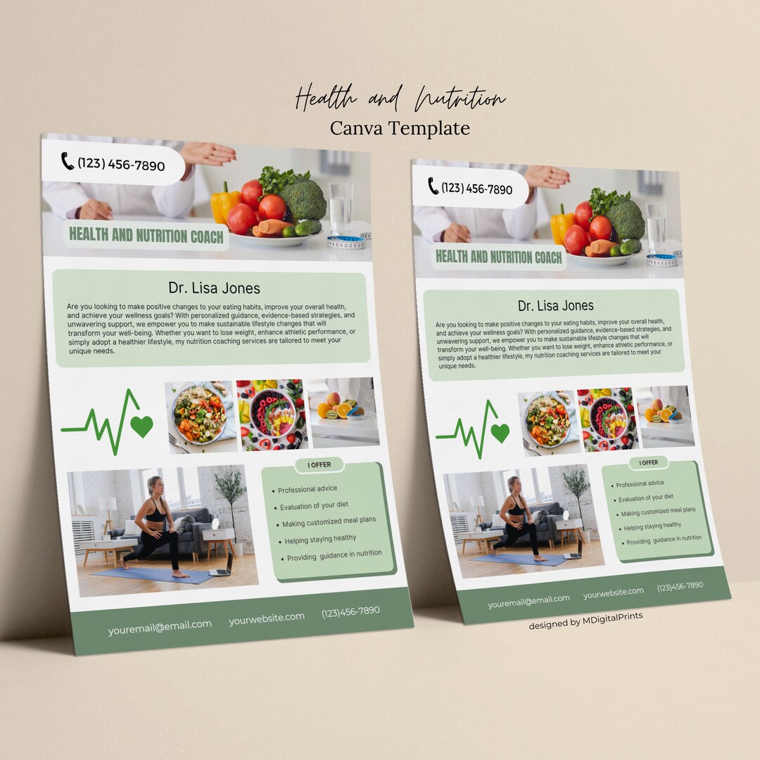 Health and Nutrition Coach Flyer Canva Template, Wellness Coach Flyer ...