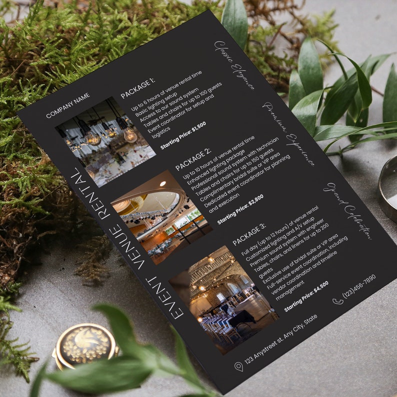 Event Venue Rental Packages Pricing Canva Template, Editable Wedding ...
