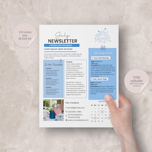 July HOA Newsletter Canva Template, Editable July Month Newsletter Page ...