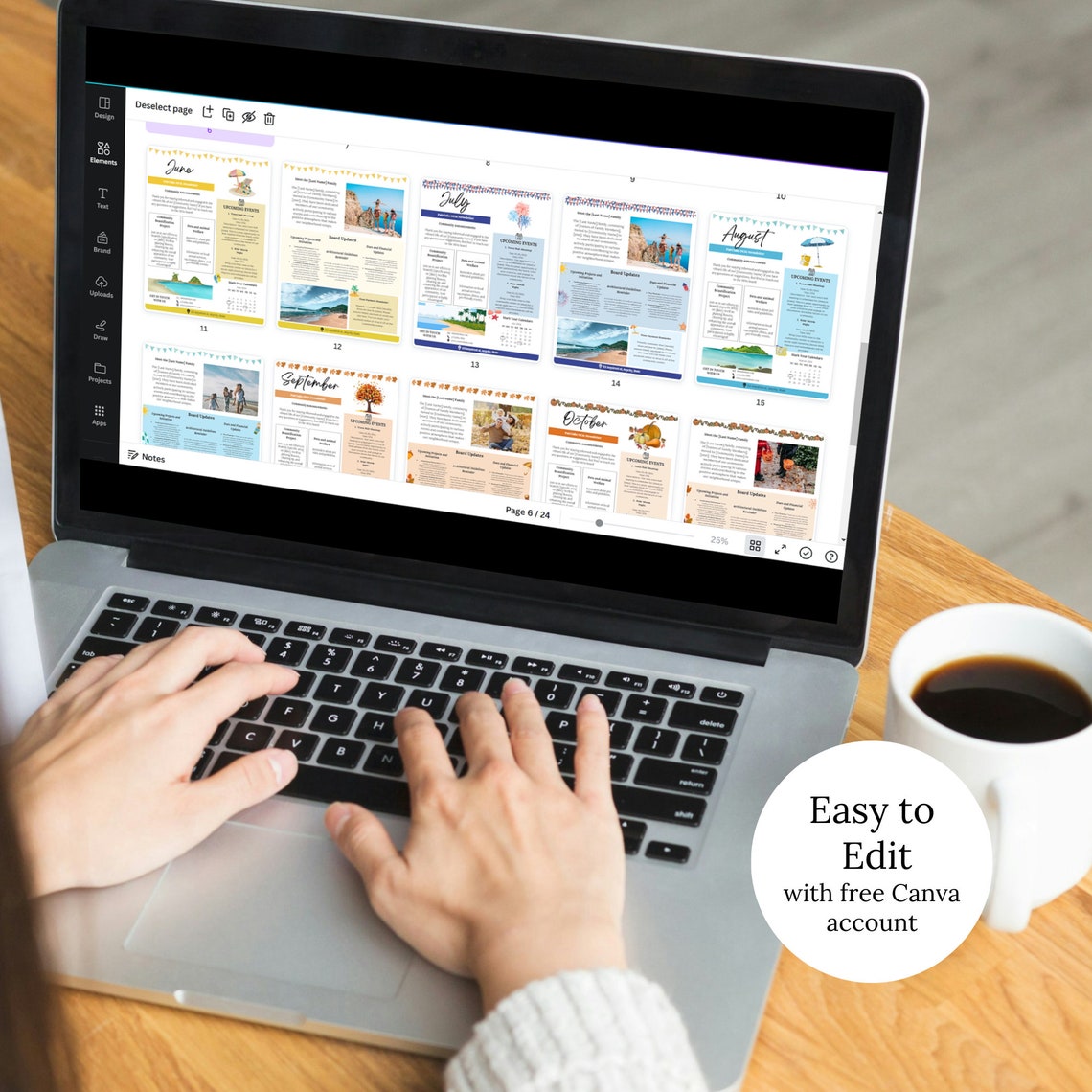 HOA Monthly Newsletter Canva Template, Editable Full Year Newsletter ...