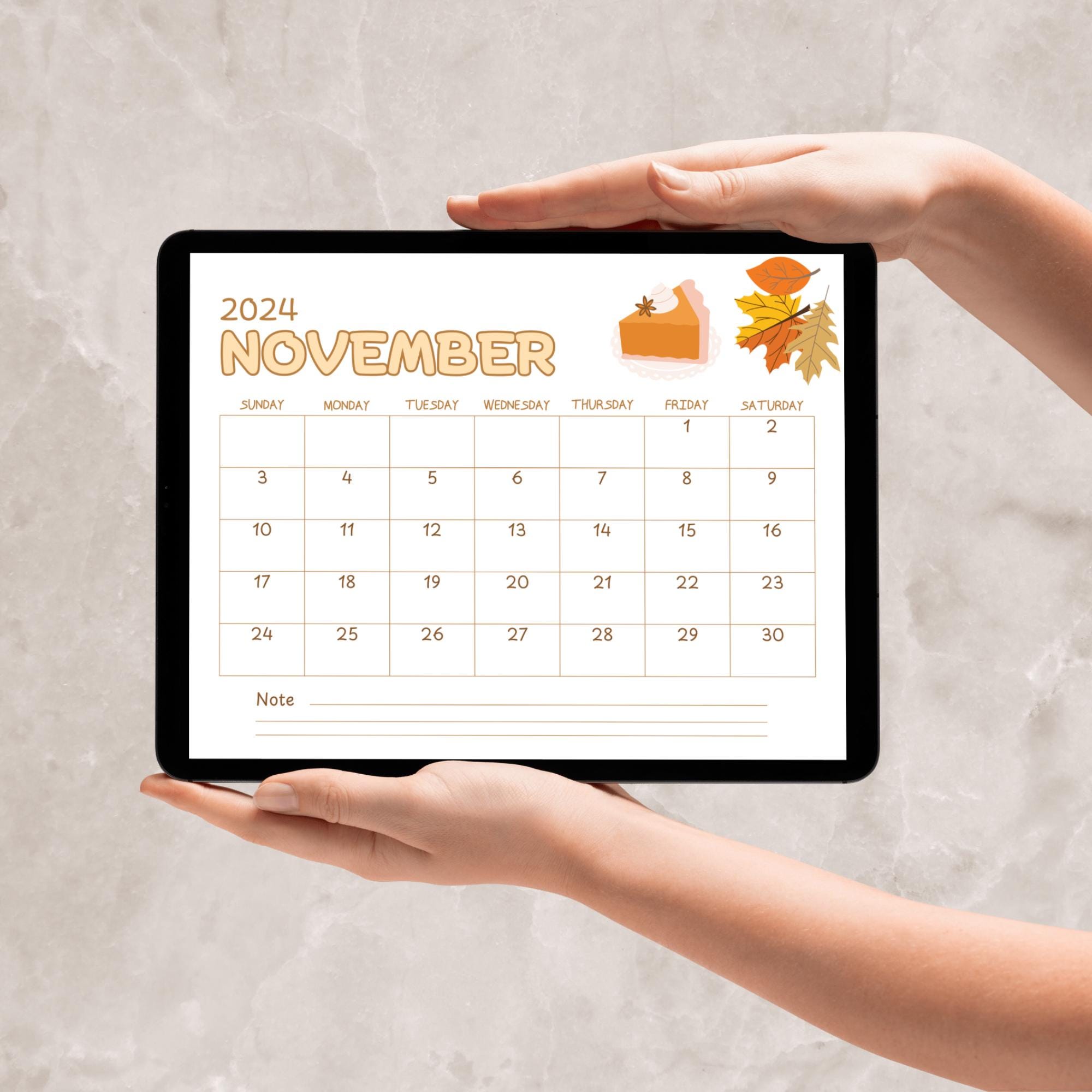 November 2024 Calendar Printable PDF, November Classroom Calendar ...