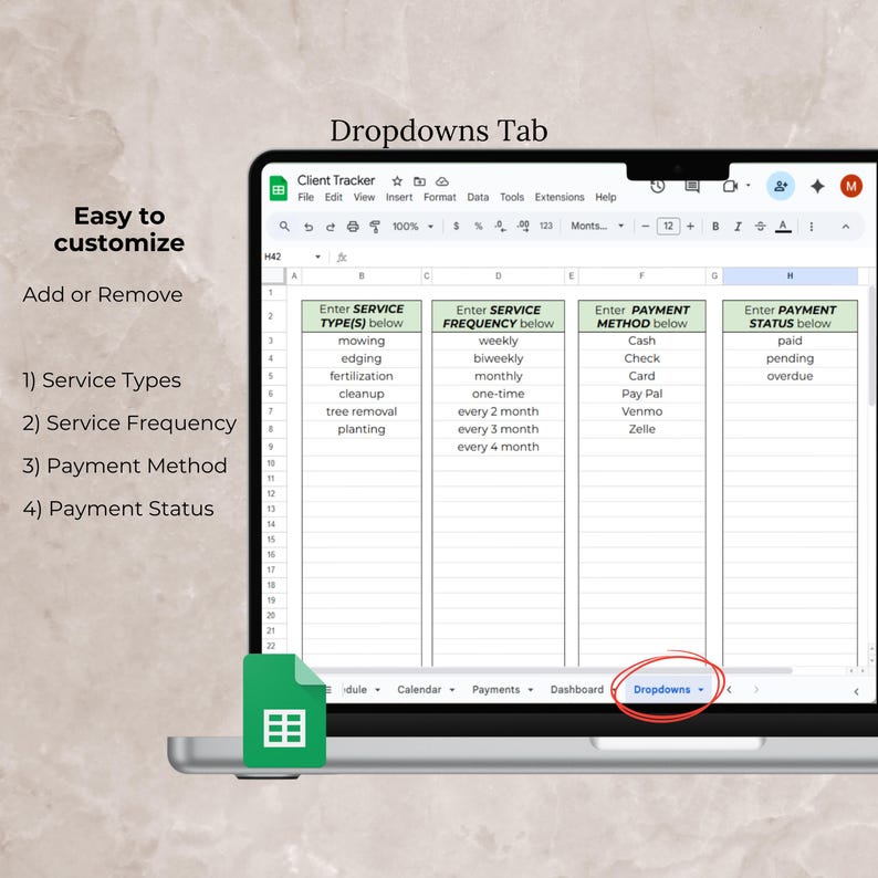 Landscaping Company Client Tracker Google Spreadsheet Template, Lawn ...