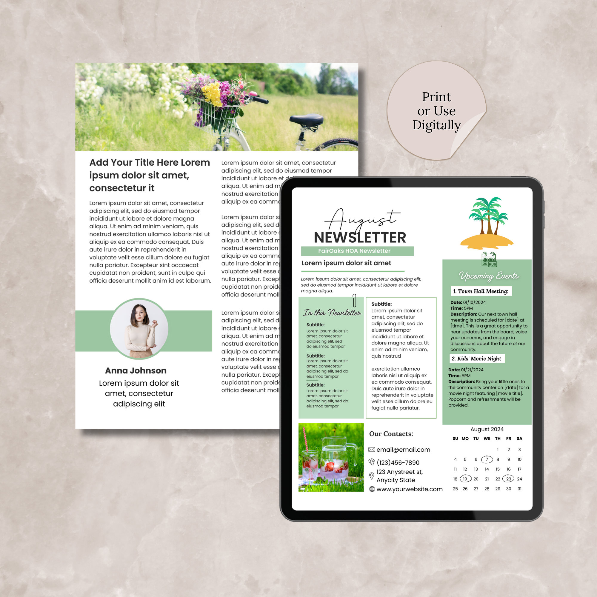 August HOA Newsletter Canva Template Editable August Month Newsletter ...