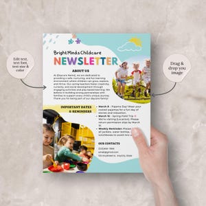 Daycare Newsletter Canva Template, Editable Childcare Newsletter Bundle, Preschool Newsletter ...
