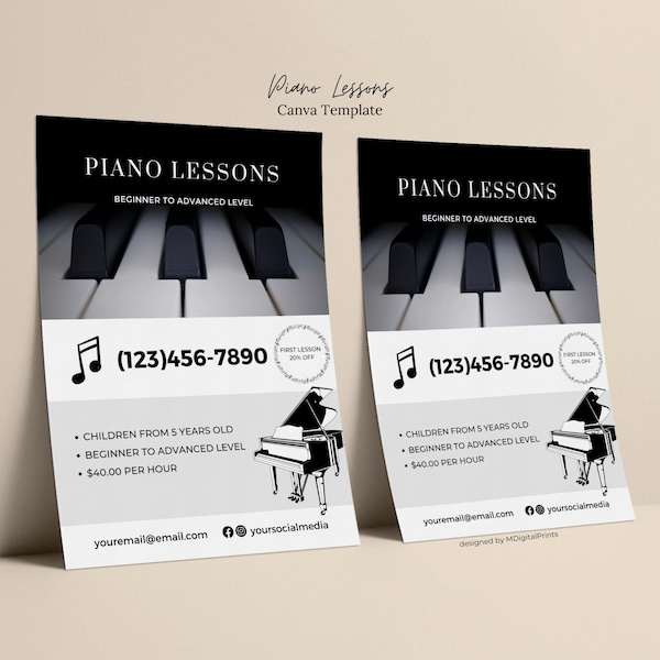 Piano Lesson Ad Template - Etsy