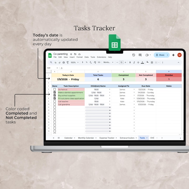 Co-parenting Planner Google Sheets, Custody Schedule, Child Support ...