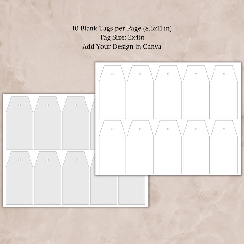 Blank 2x4 Gift Tags Canva Template, Editable Blank Hang Tag Mockup ...