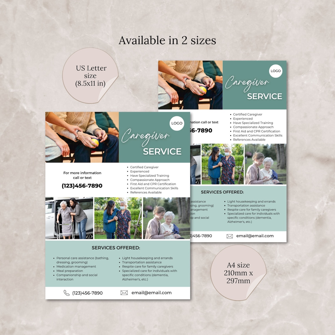Caregiver Service Flyer Canva Template, Elderly Care Template, Home ...