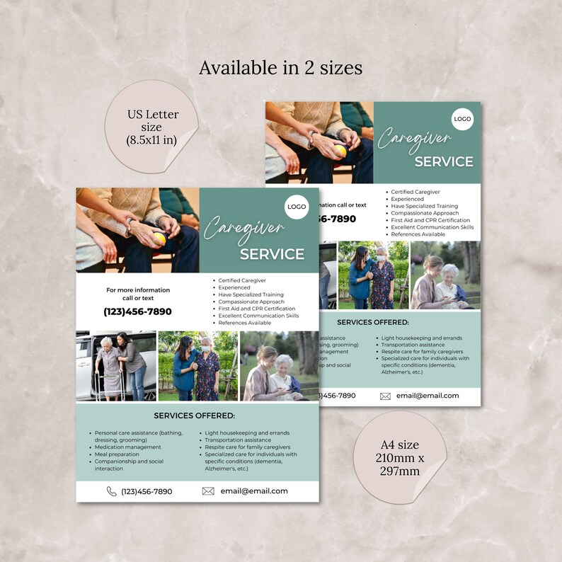 Caregiver Service Flyer Canva Template, Elderly Care Template, Home ...