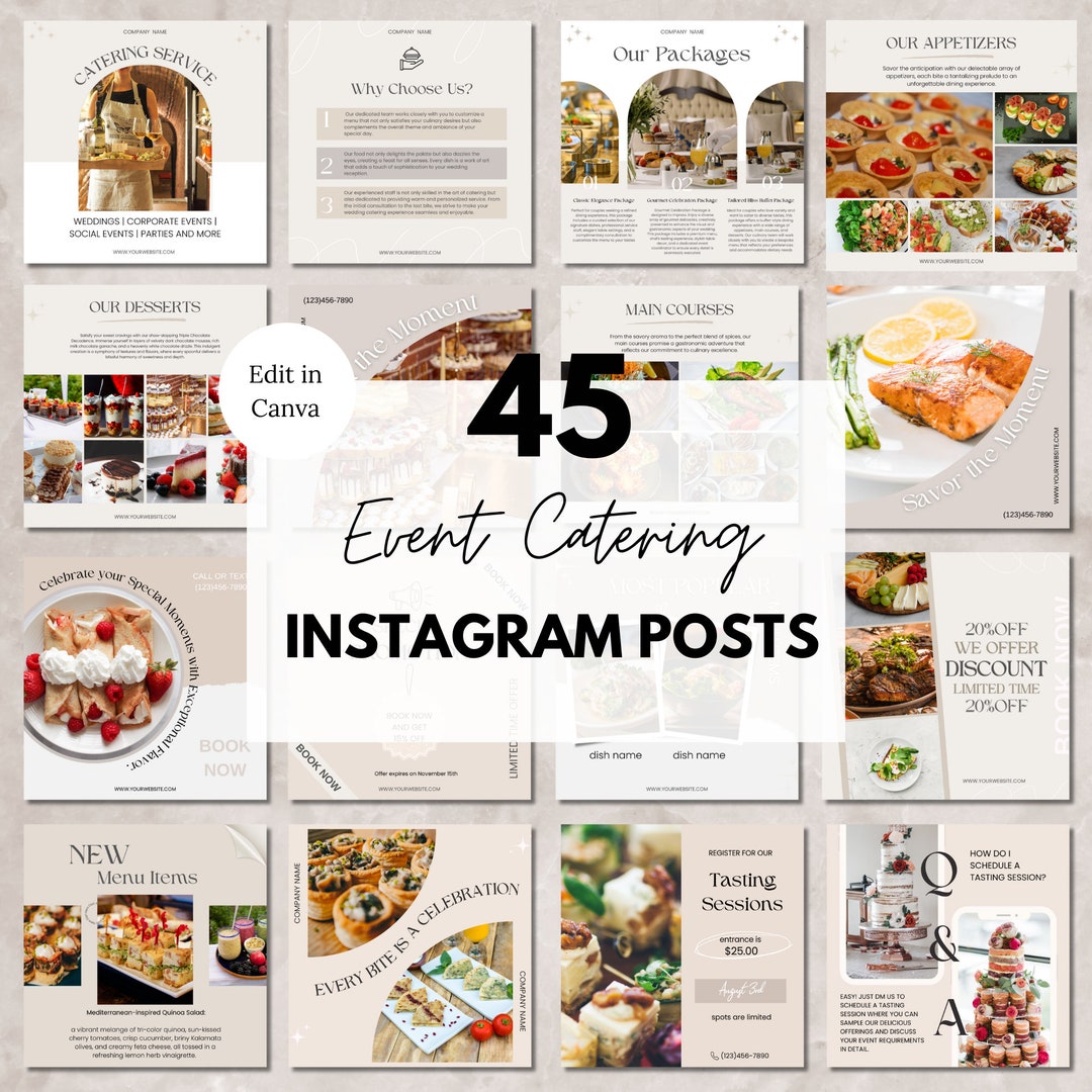Catering Instagram Posts Canva Template, Editable Wedding Catering ...