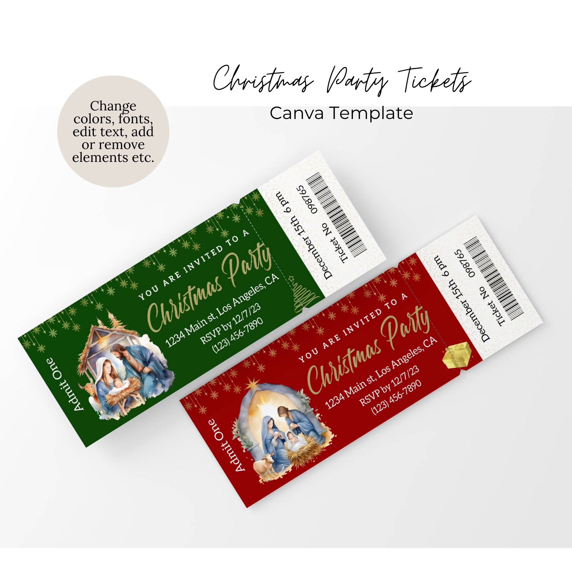 Christmas Event Ticket Canva Template Editable Nativity - Etsy